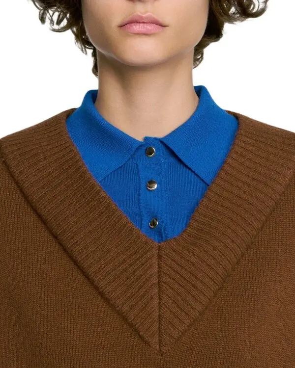 Sandro Sloane Wool & Cashmere Layered Sweater