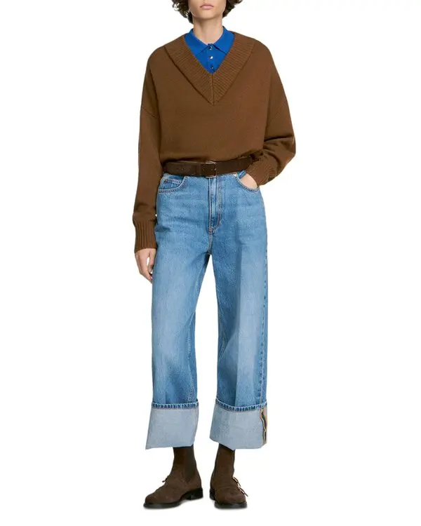 Sandro Sloane Wool & Cashmere Layered Sweater