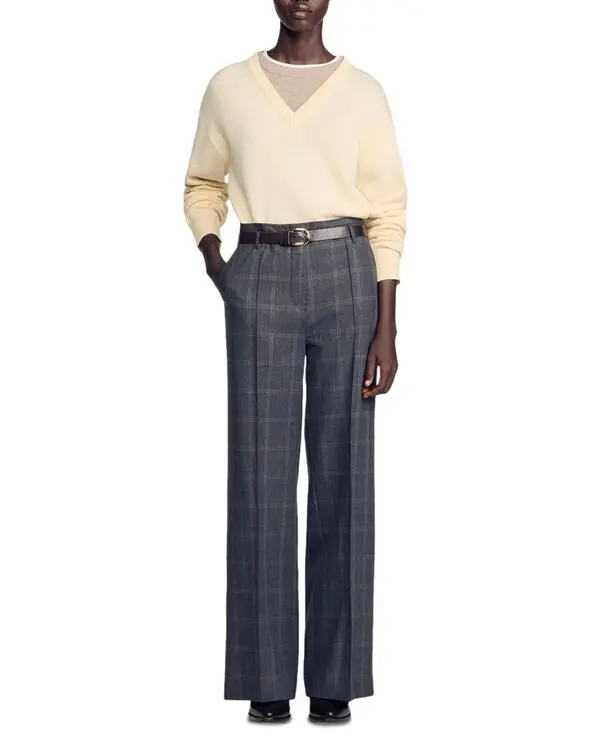 Sandro Colton Belted Straight Leg Pants
