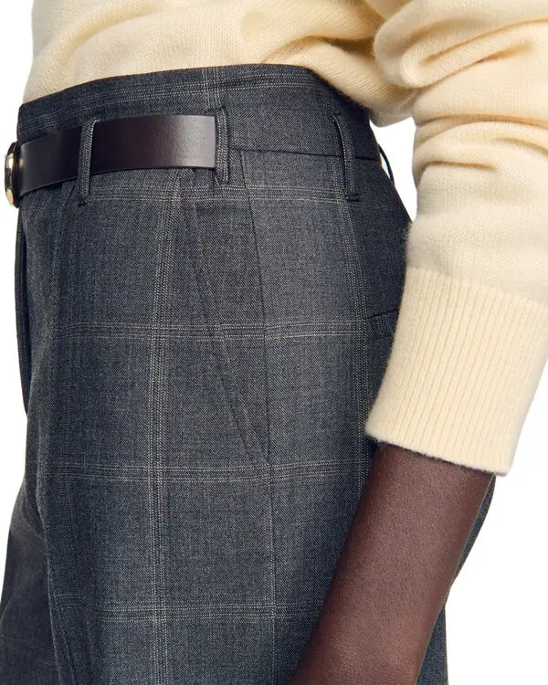 Sandro Colton Belted Straight Leg Pants