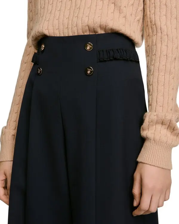 Sandro Winslow Button Detail Wide Leg Pants