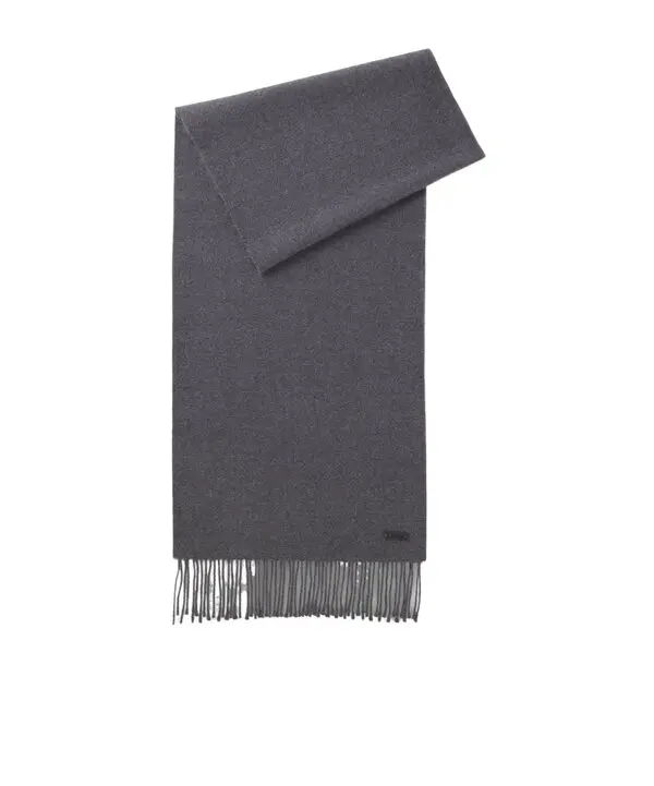 Hugo Boss Solidcolor Fabric Scarf With Fine Tassels - Black