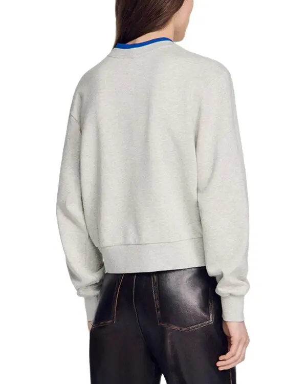 Sandro Mina Layered Crewneck Cotton Sweatshirt