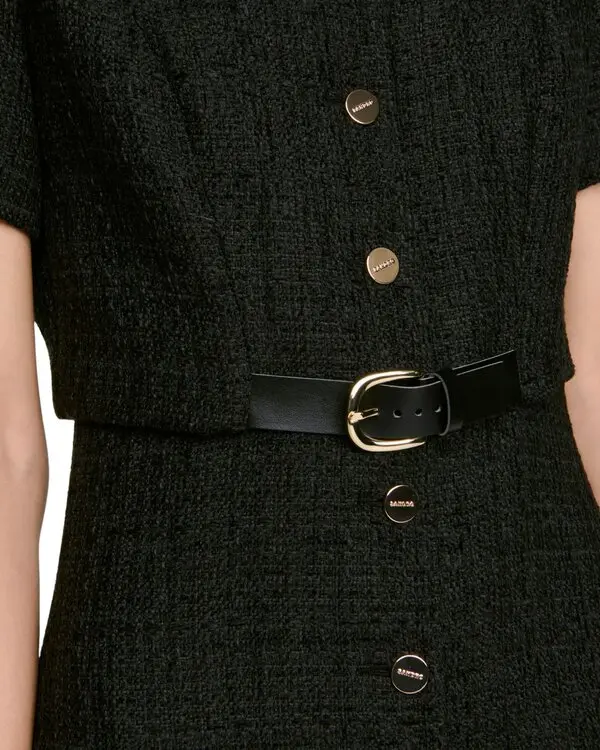 Sandro Palace Tweed Belted Dress