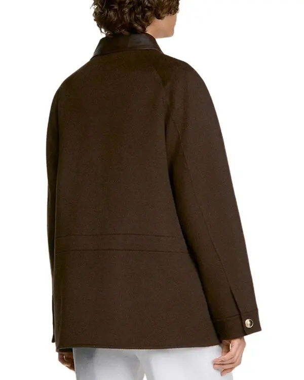 Sandro Gery Leather Trim Wool Jacket