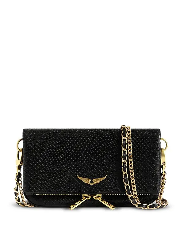 Zadig&Voltaire Rock Mini Soft Wild Embossed Leather Clutch