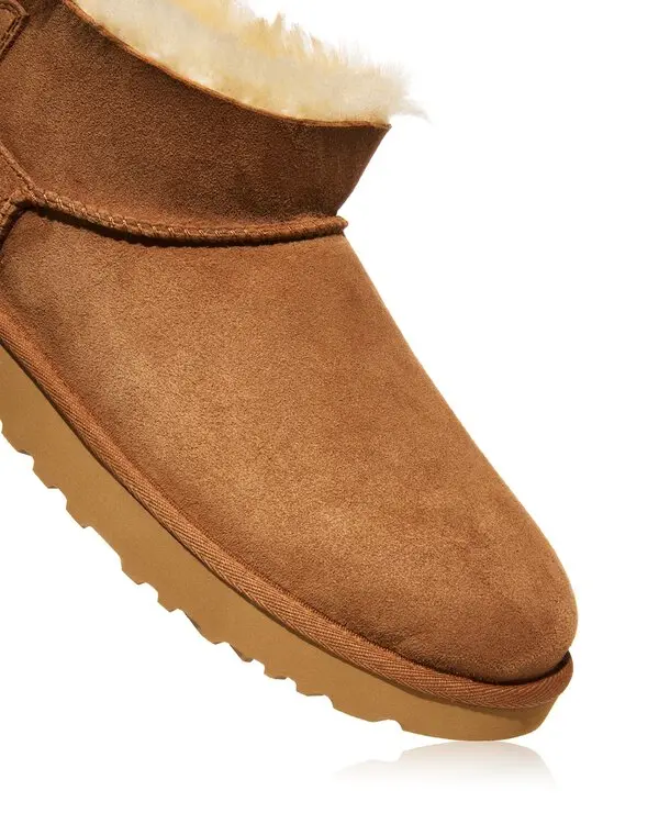 UGG Ultra Mini Bailey Bow Shearling Lined Boots - Chestnut