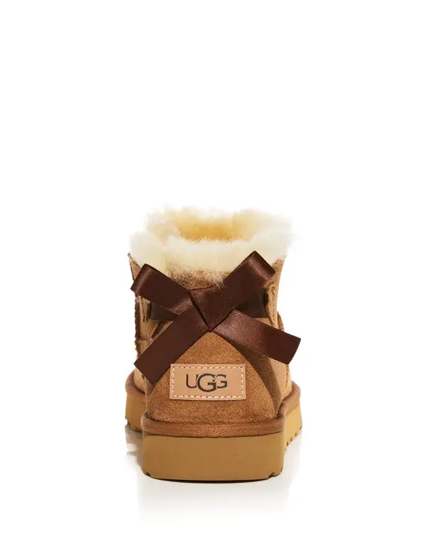 UGG Ultra Mini Bailey Bow Shearling Lined Boots - Chestnut