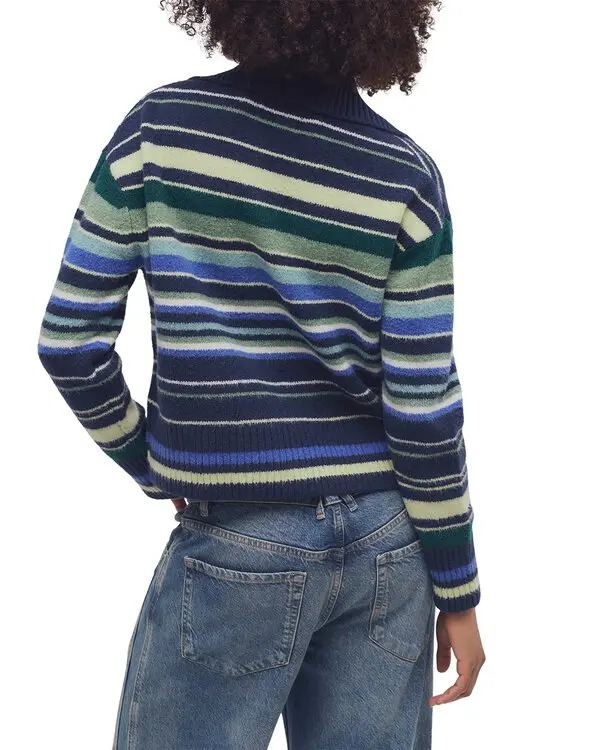 Free People Trading Up Stripe Long Sleeve Sweater - Navy Combo