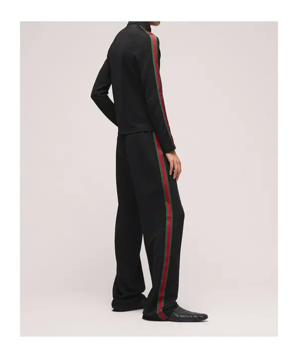 Gucci Viscose Jersey Sportswear Pants With Web - Black