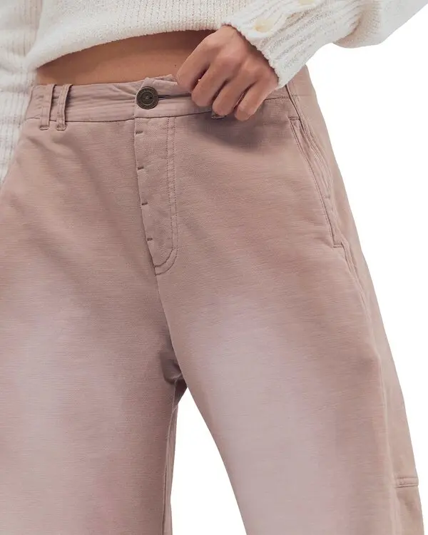 Free People Spotlight Cotton Blend Wide Leg Pants - Stucco