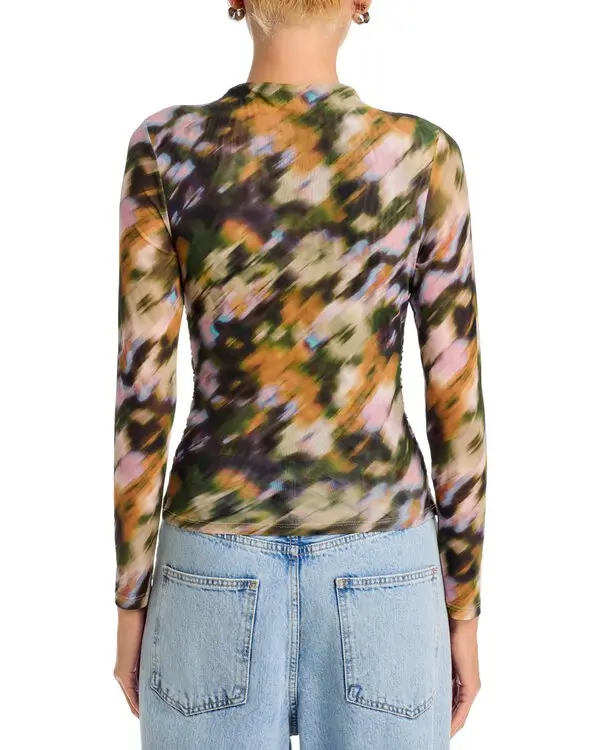 Aqua Printed Mesh Mock Neck Top Exclusive