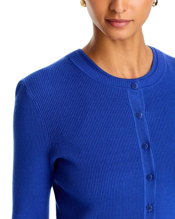 TOCCIN Zoe Ribbed Cropped Cardigan - Lapis