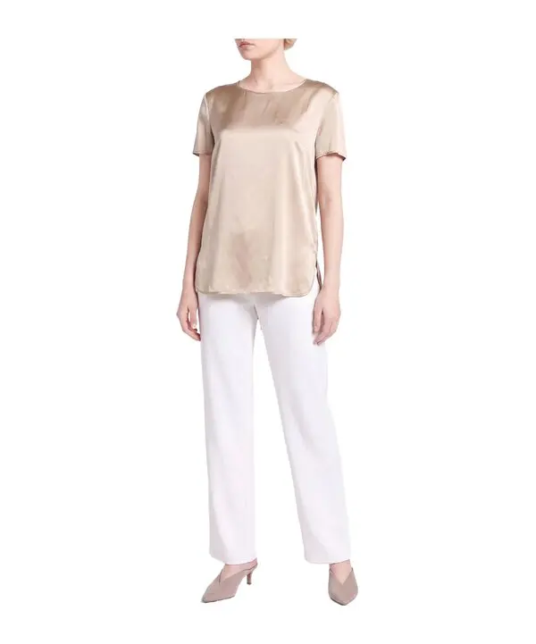 Max Mara Solid-colored Satin Short-sleeve Top