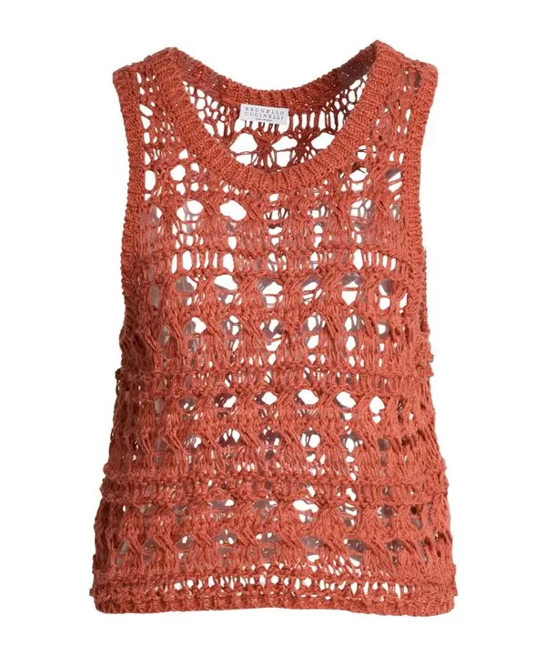 Brunello Cucinelli Solid-colored Sleeveless Knit Top - Brown