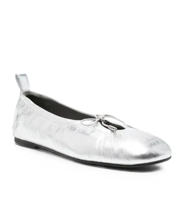 ALOHAS Rosalind Shimmer Leather Ballet Flats - Silver
