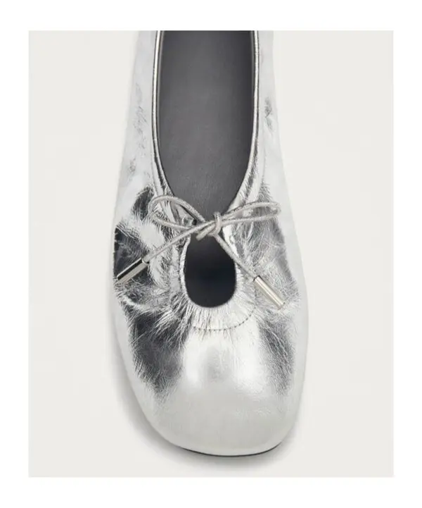 ALOHAS Rosalind Shimmer Leather Ballet Flats - Silver