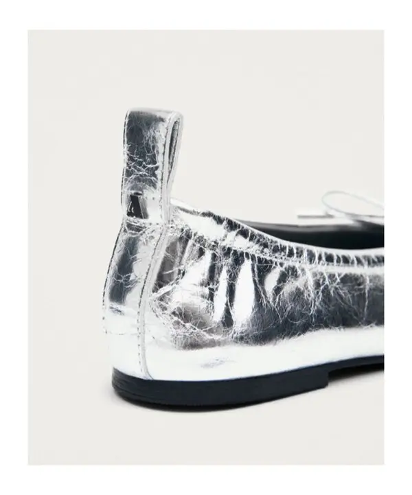 ALOHAS Rosalind Shimmer Leather Ballet Flats - Silver