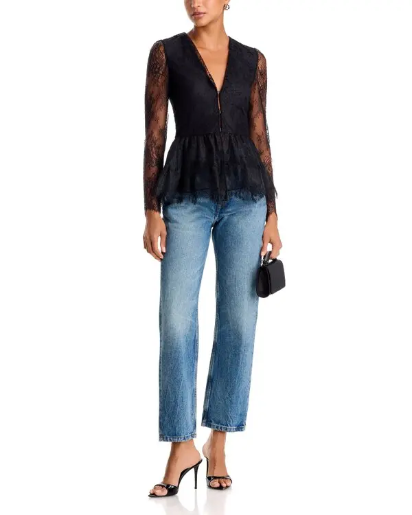 Alice + Olivia Xavier Lace Peplum Blouse