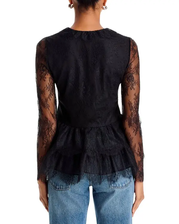 Alice + Olivia Xavier Lace Peplum Blouse