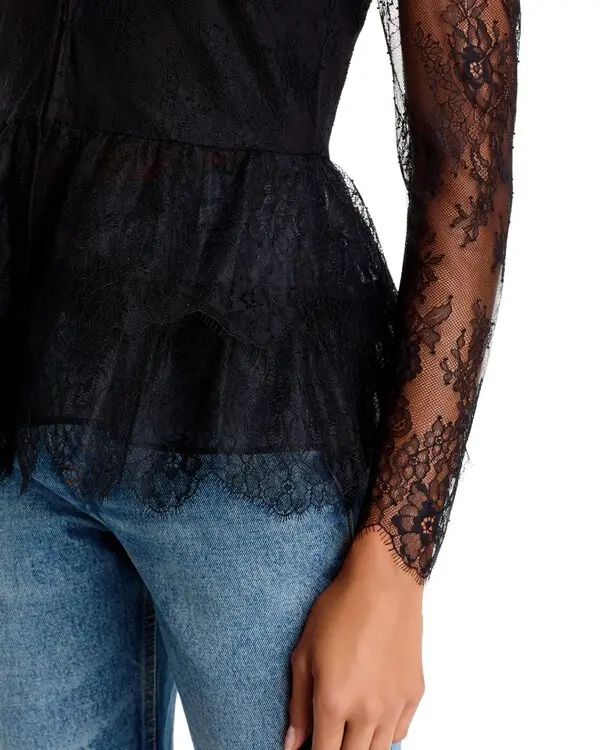 Alice + Olivia Xavier Lace Peplum Blouse