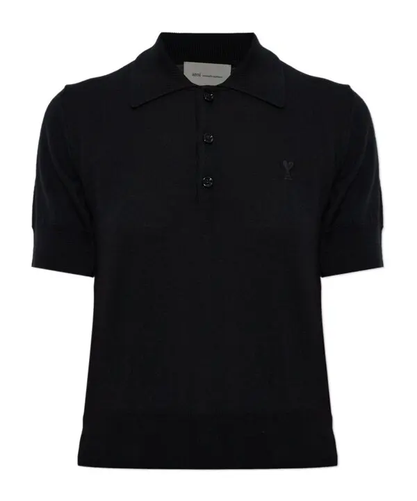 AMI Paris Short-sleeved Knit Polo Shirt