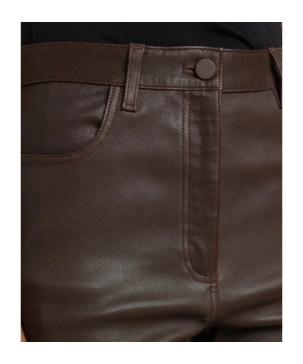 JOSEPH Duke Casual Leather Trousers - Brown