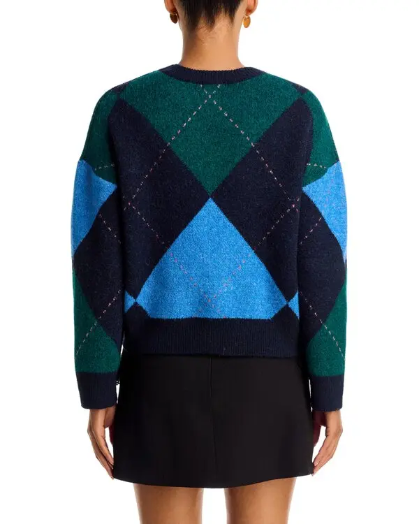 Aqua Argyle Crewneck Long Sleeve Sweater Exclusive