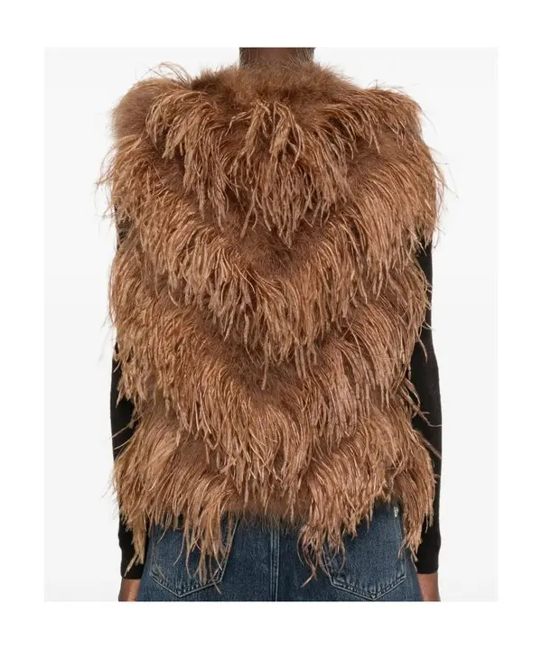 YVES SALOMON Feather-trim Gilet