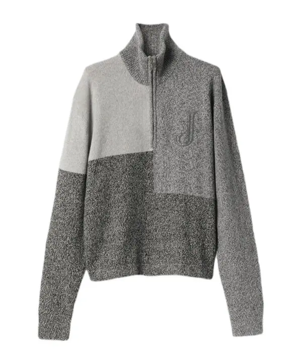 Jacquemus Color Block Half Zip Knitted Sweater - Multi-grey
