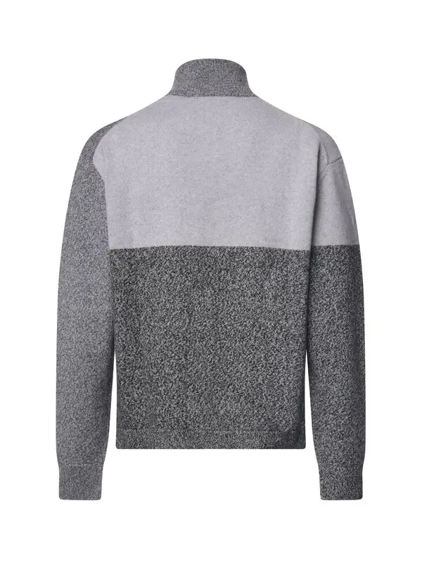 Jacquemus Color Block Half Zip Knitted Sweater - Multi-grey