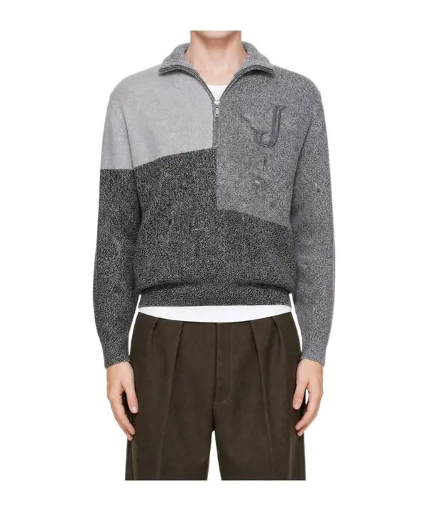 Jacquemus Color Block Half Zip Knitted Sweater - Multi-grey