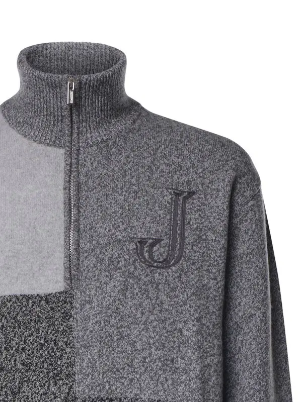 Jacquemus Color Block Half Zip Knitted Sweater - Multi-grey
