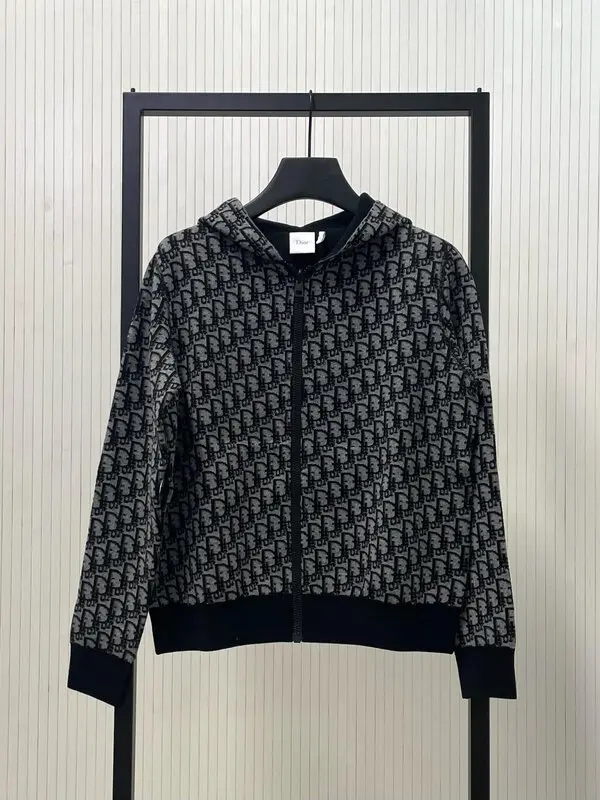 Dior Hooded Zipped Cardigan - Black