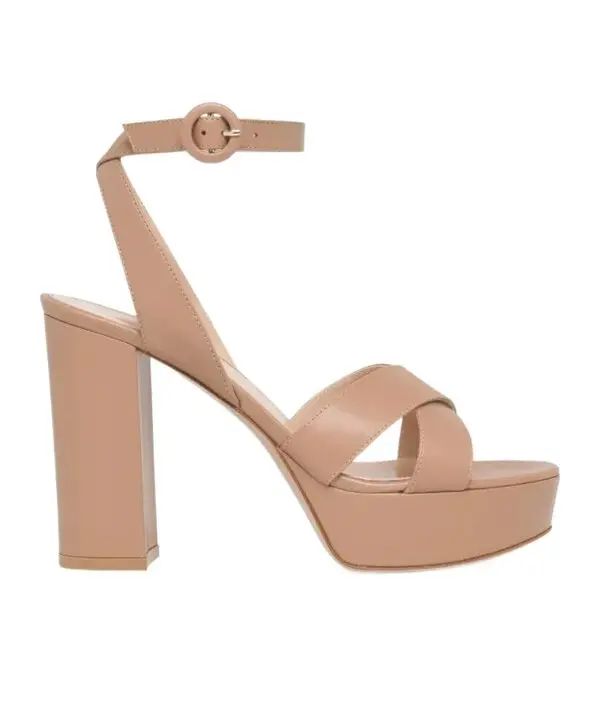 GIANVITO ROSSI 105mm Sabrina Criss-cross Platform Heeled Sandals - Nude