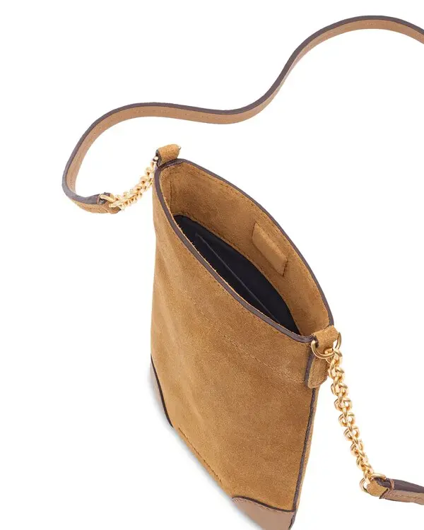 Gerard Darel Charlotte Suede Phone Crossbody - Wheat