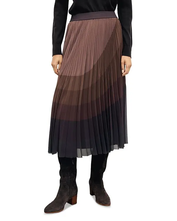 Gerard Darel Taryn Pleated Midi Skirt - Brown