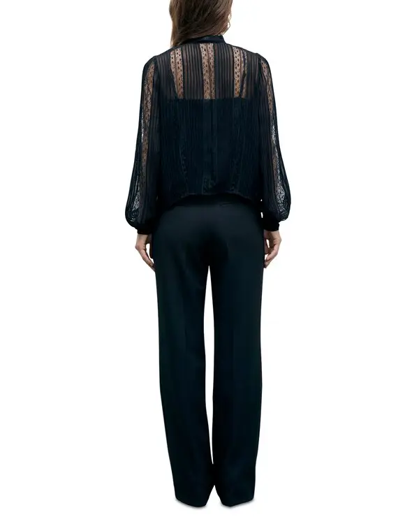Gerard Darel Lonnie Tie Neck Button Front Blouse