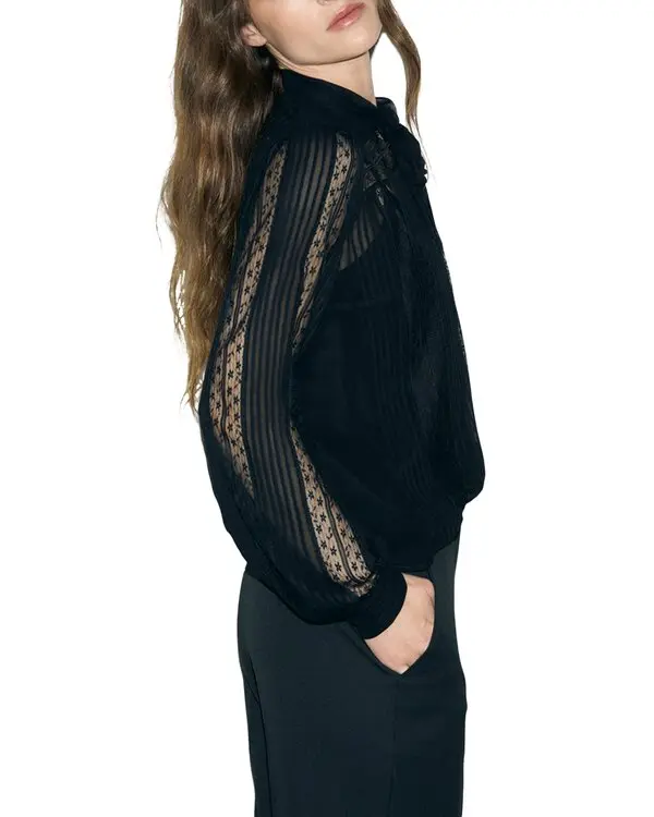 Gerard Darel Lonnie Tie Neck Button Front Blouse