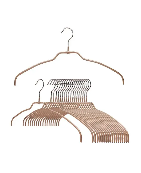 MAWA Silhouette Steel Grip Clothing Hanger, Model 42ft, Set Of 20 - Latte
