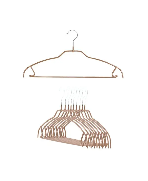MAWA Silhouette Steel Grip Clothing Hanger, Model 42ftu, Set Of 10 - Latte