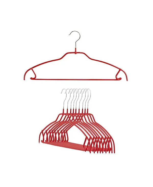 MAWA Silhouette Steel Grip Clothing Hanger, Model 42ftu, Set Of 10 - Red