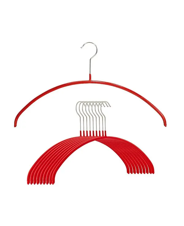 MAWA Euro Steel Grip Clothing Hanger, Model 40p, Set Of 10 - Red