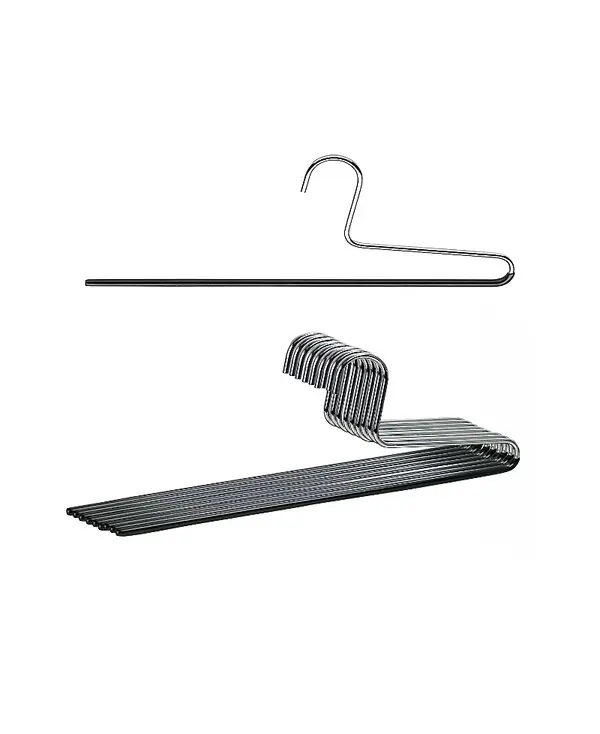 MAWA Single Rod Pant Hanger With Grip Coating, Model Kh/1, Set Of 10 - Black