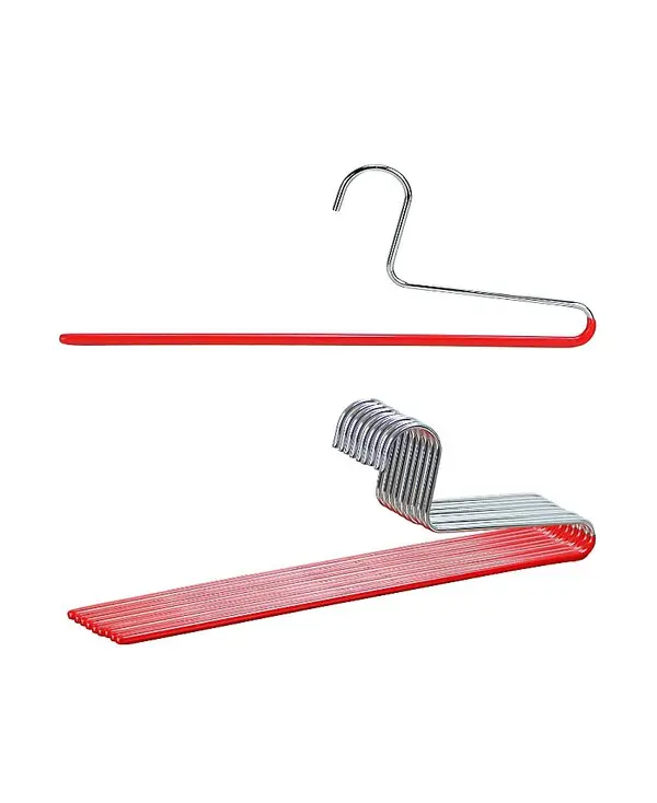 MAWA Single Rod Pant Hanger With Grip Coating, Model Kh/1, Set Of 10 - Red