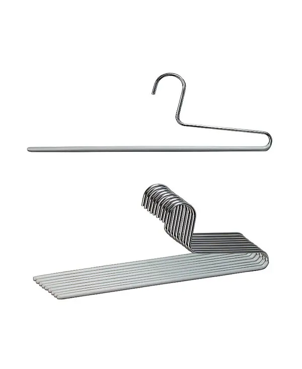MAWA Single Rod Pant Hanger With Grip Coating, Model Kh/1, Set Of 10 - Silver