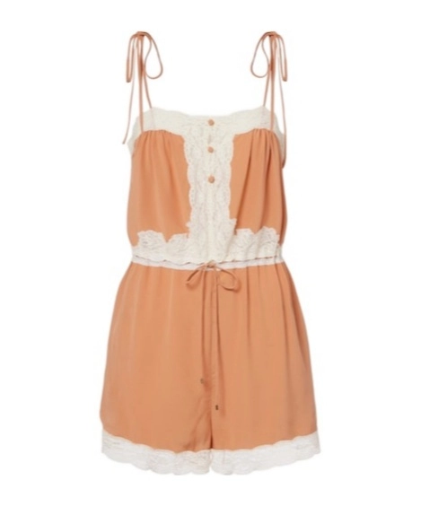Chloé Lace-trimmed Silk Romper
