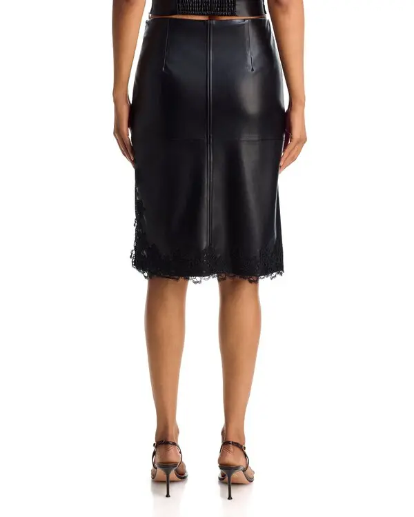Aqua Faux Leather Lace Trim Skirt Exclusive