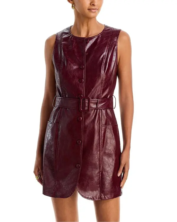 Aqua Faux Leather Belted Mini Dress Exclusive