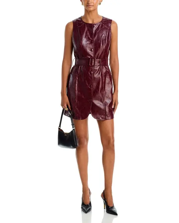 Aqua Faux Leather Belted Mini Dress Exclusive